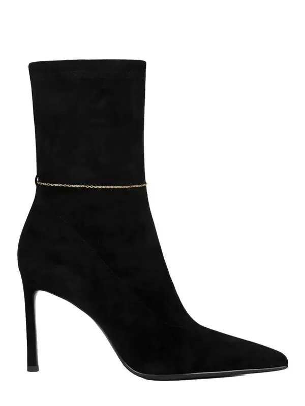POTAMY Chain Detail Suede Boots - Black