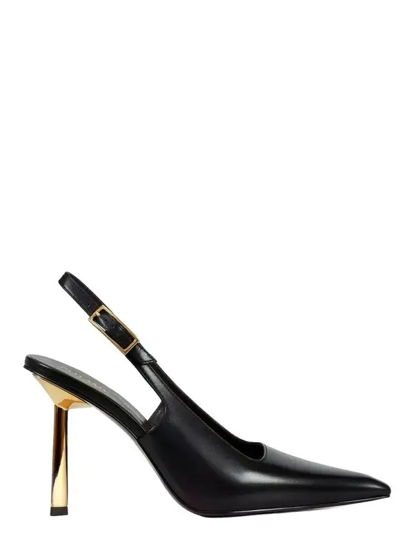 POTAMY Leather Pumps With Gold-tone Heel - Black