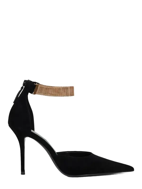 POTAMY Ankle Strap Suede Pumps - Black