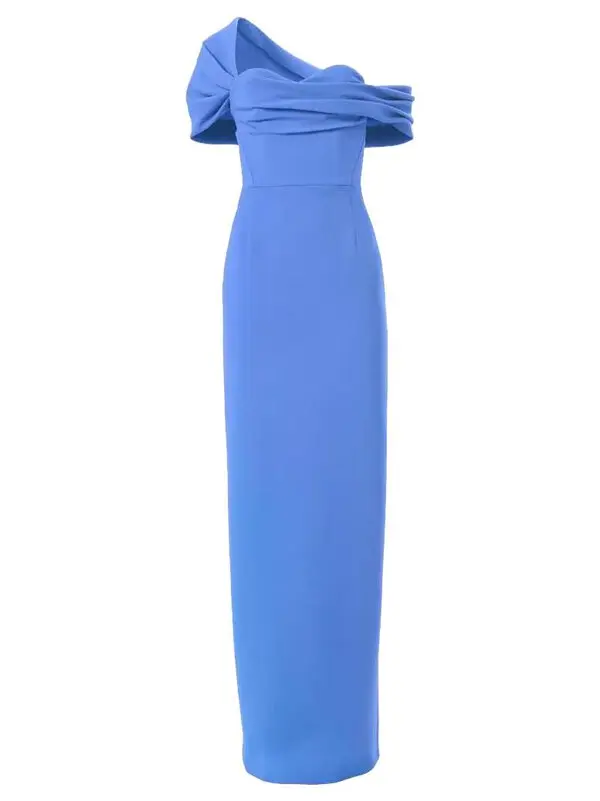 Carolina Herrera Draped Off-shoulder Gown - Blue