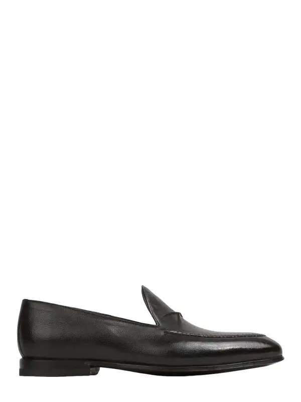 Bontoni Grained Leather Loafers - Black