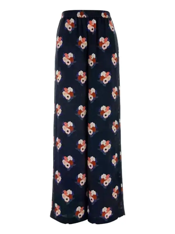 Fendi Floral-print Silk Palazzo Pants - Blue