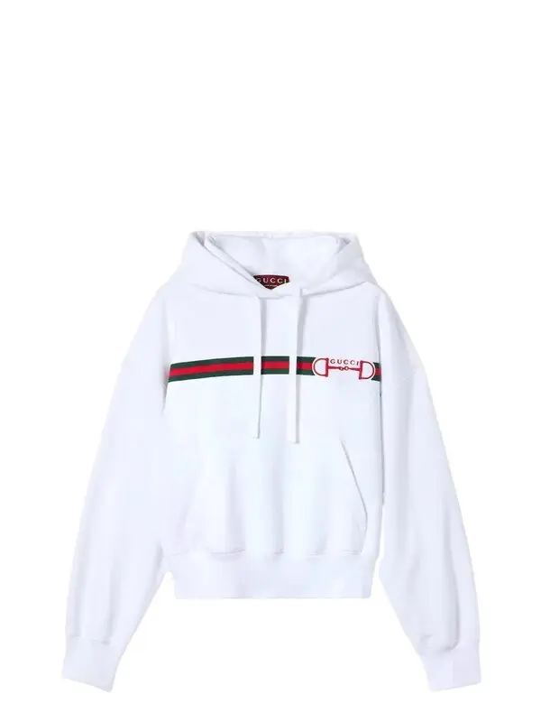 Gucci Striped Logo Hoodie - White