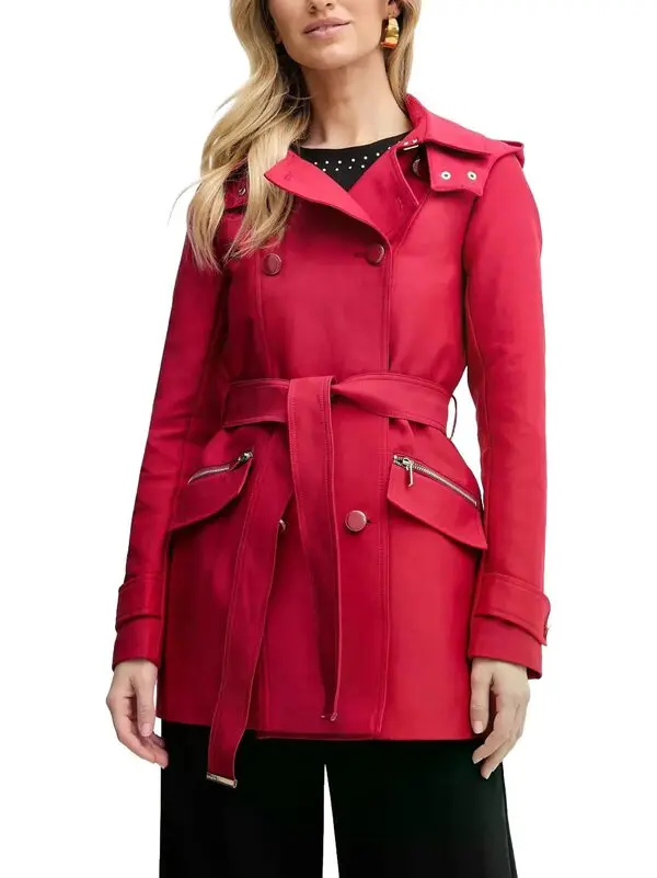 MORGAN Belted Hooded Coat - Red