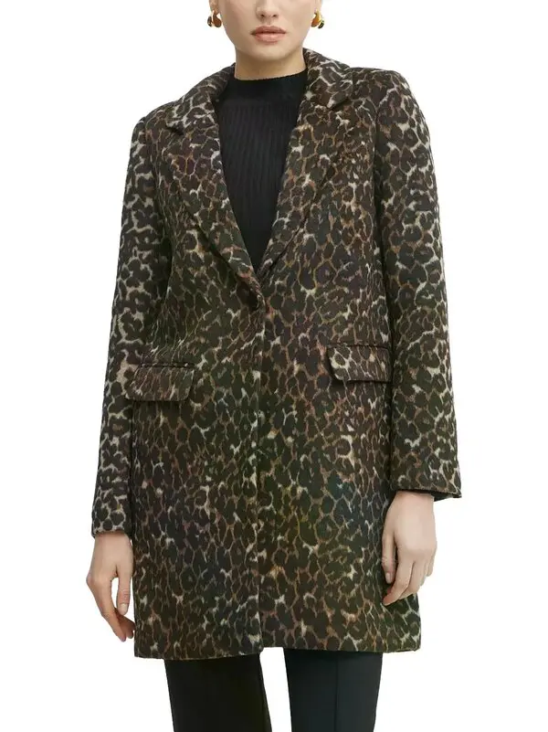 MORGAN Leopard-print Coat - Black