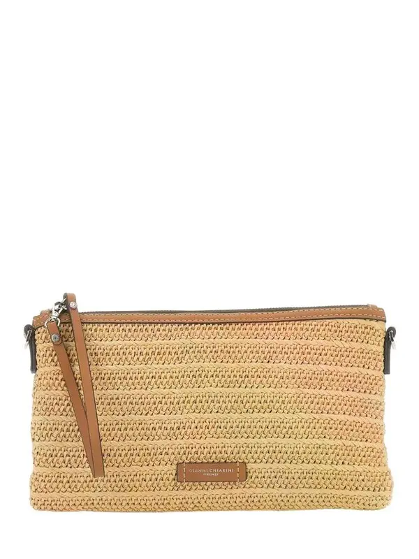 GIANNI CHIARINI Medium Marcella Woven-straw Clutch - Neutrals