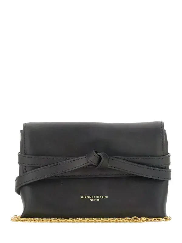 GIANNI CHIARINI Knotted Strap Leather Shoulder Bag - Black