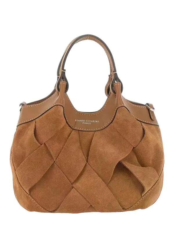 GIANNI CHIARINI Dua Geometric Woven Tote - Brown