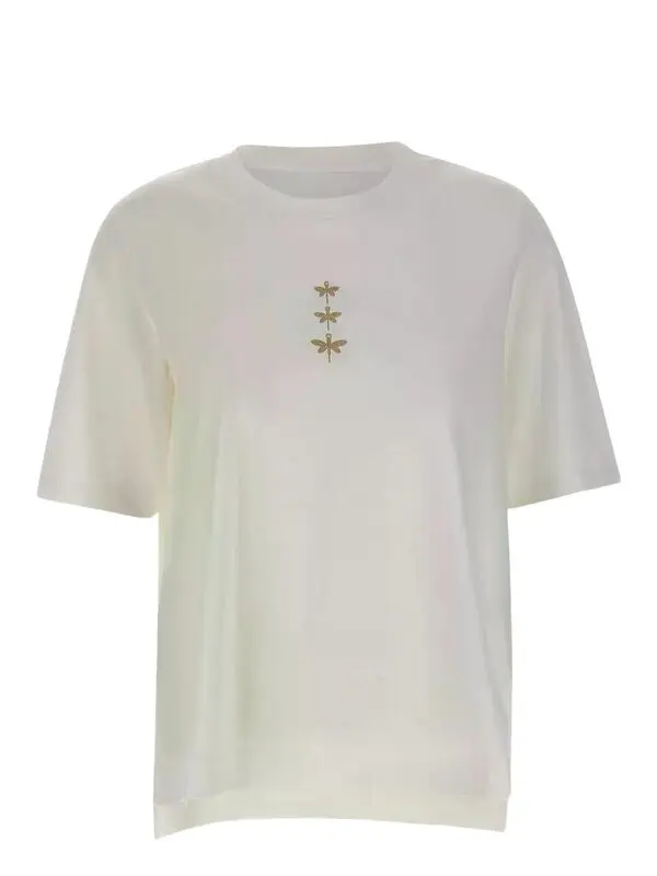 ELENA MIRO` Dragonfly Appliqué T-shirt - Neutrals