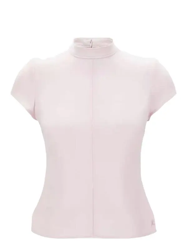 COURREGES Embroidered-detail Turtleneck Top - Pink