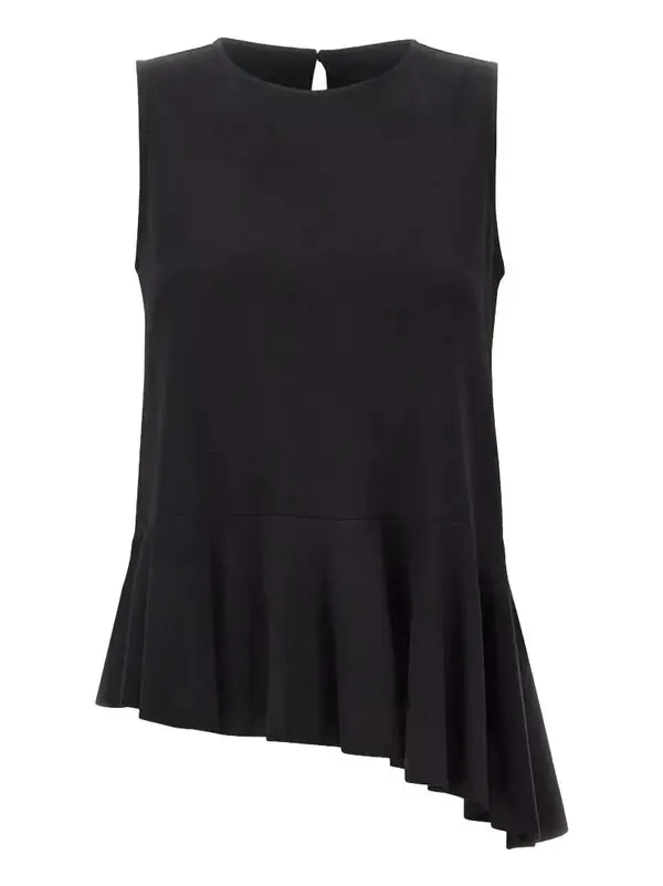 KAOS Ruffled-hem Sleeveless Blouse - Black