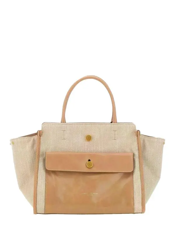 GIANNI CHIARINI Cher Pocket Canvas Leather Tote Bag - Neutrals