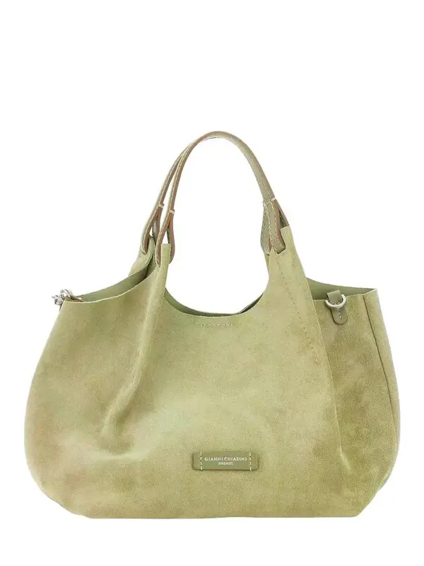 GIANNI CHIARINI Suede Shoulder Bag With Removable Strap - Green