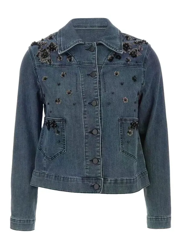 ELENA MIRO` Sequin-embellished Denim Jacket - Blue