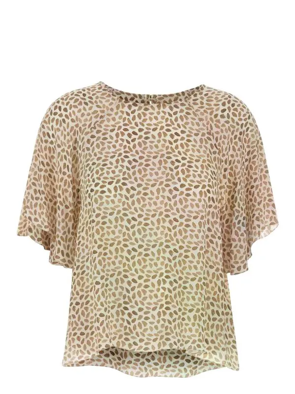 KAOS Printed Round-neck Blouse - Neutrals