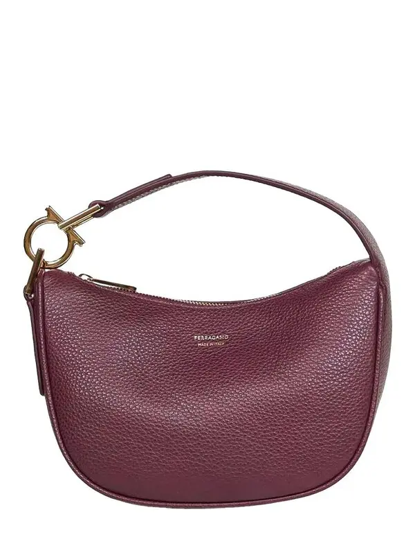FERRAGAMO Gancini-detail Leather Shoulder Bag - Purple