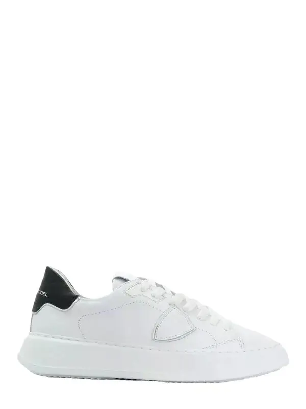 Philippe Model Temple Logo Patch Leather Sneakers - White