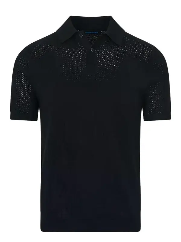 PATRICK ASSARAF Honeycomb-stitch Polo Shirt - Black