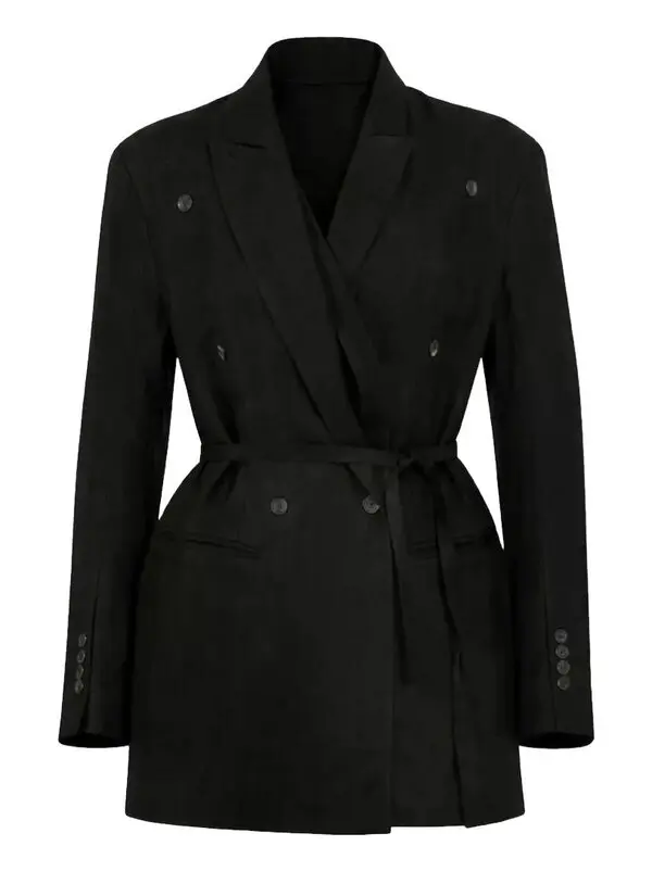 Masnada Double-breasted Belted Blazer - Black