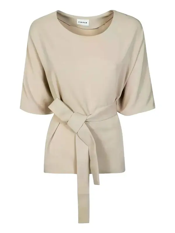 P.a.r.o.s.h Short-sleeve Belted Top - Neutrals