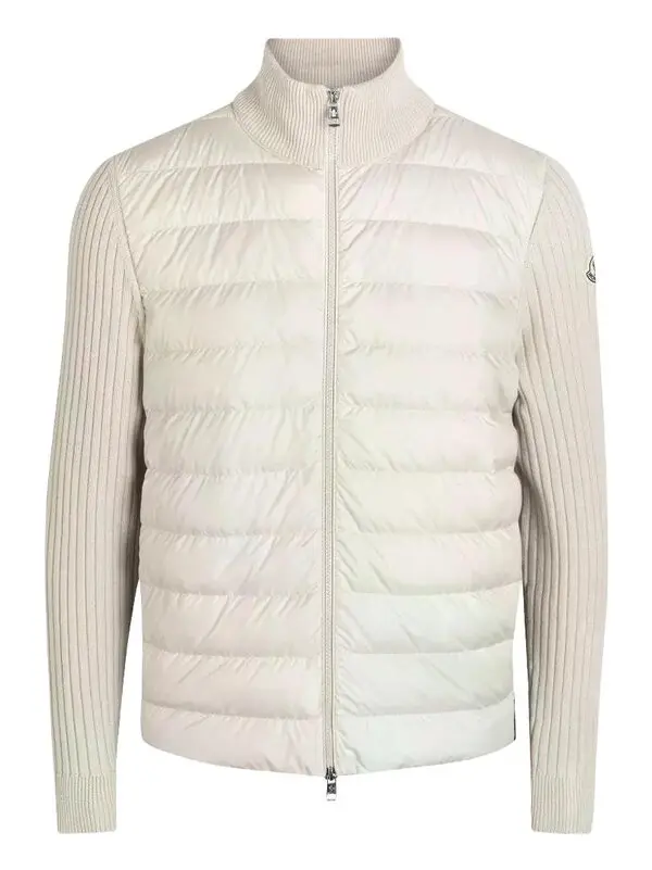 Moncler Ribbed Knit Padded Jacket - Neutrals