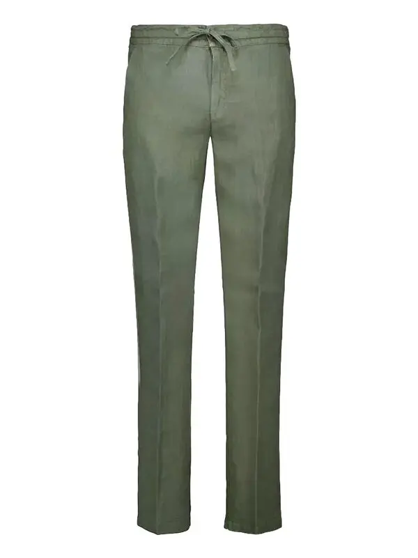 120% Lino Drawstring Trousers - Green