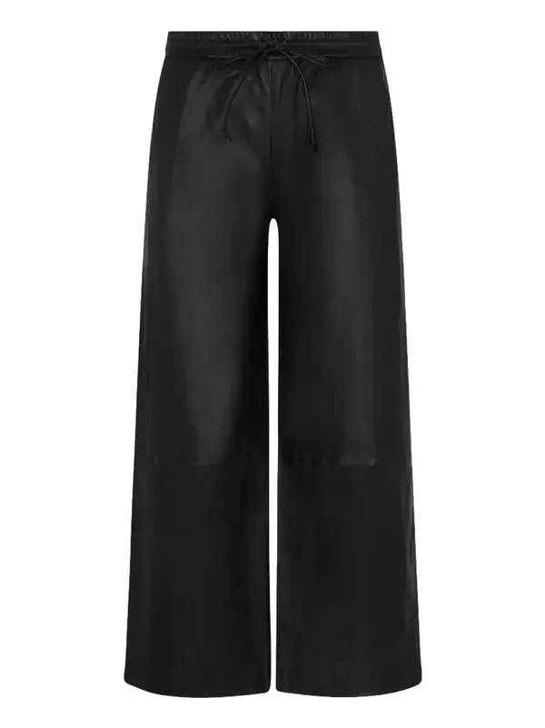 Sprwmn Drawstring Wide Leg Trousers - Black