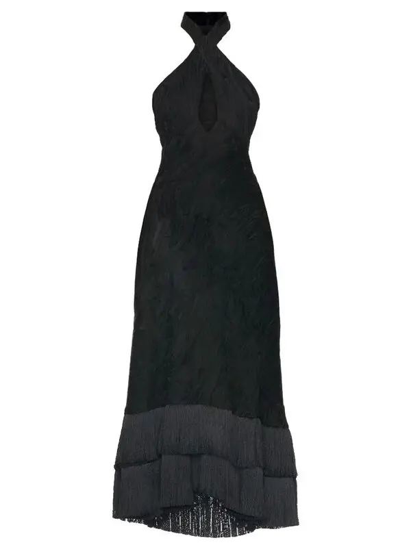 Alexis Ambrosio Halterneck Tiered Midi Dress - Black