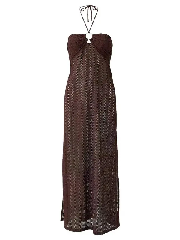 Melissa Odabash Harriet Halterneck Maxi Dress - Brown