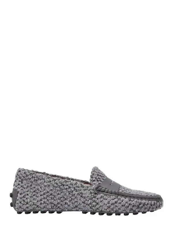 TOD'S Gommino Textured Loafers - Grey