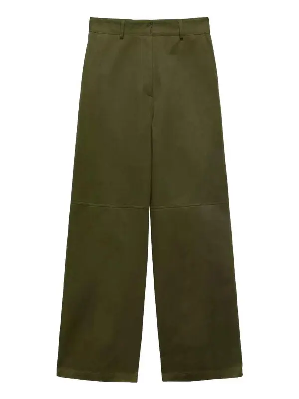 MSGM Wide-leg Panelled Cotton Trousers - Green