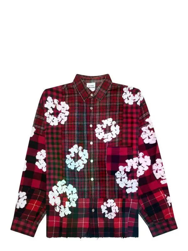 Readymade X Denim Tears Floral-embroidered Checked Shirt - Red