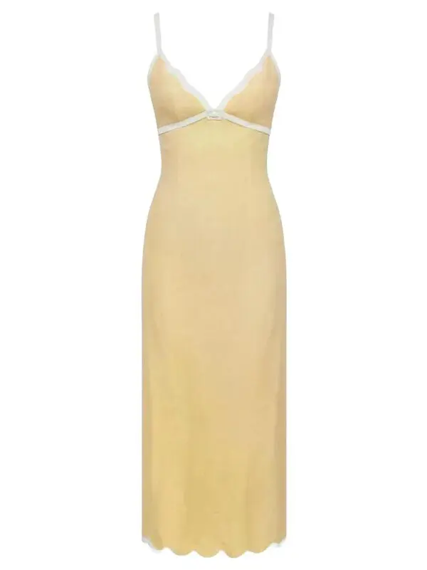 REFORMATION Sara Linen Midi Dress - Yellow