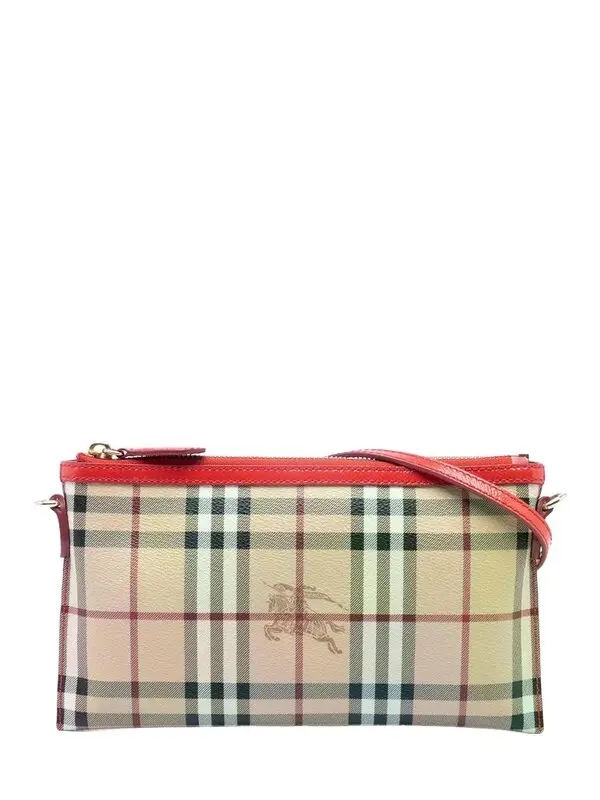 Burberry Haymarket Check Coated Canvas Peyton Crossbody Bag - Brown