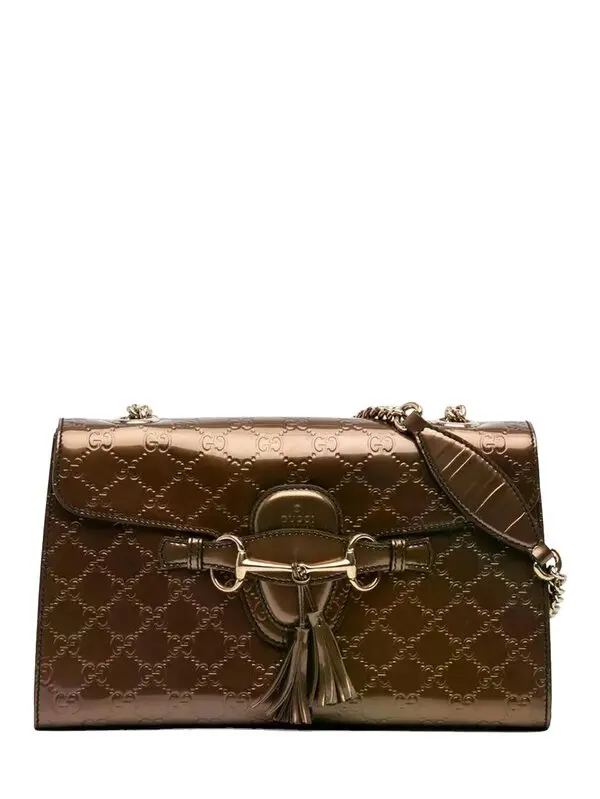 Gucci Medium Patent Sima Emily Shoulder Bag - Brown