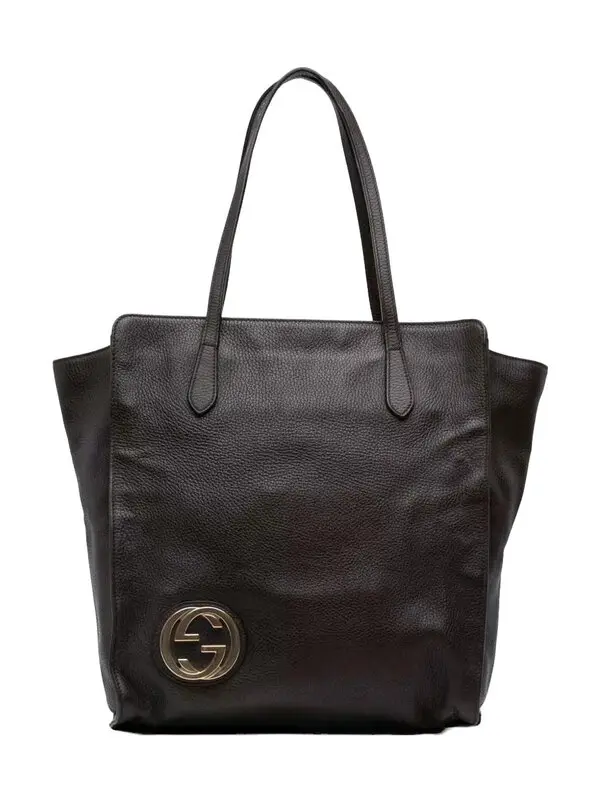 Gucci Calfskin Interlocking G Tote Bag - Brown