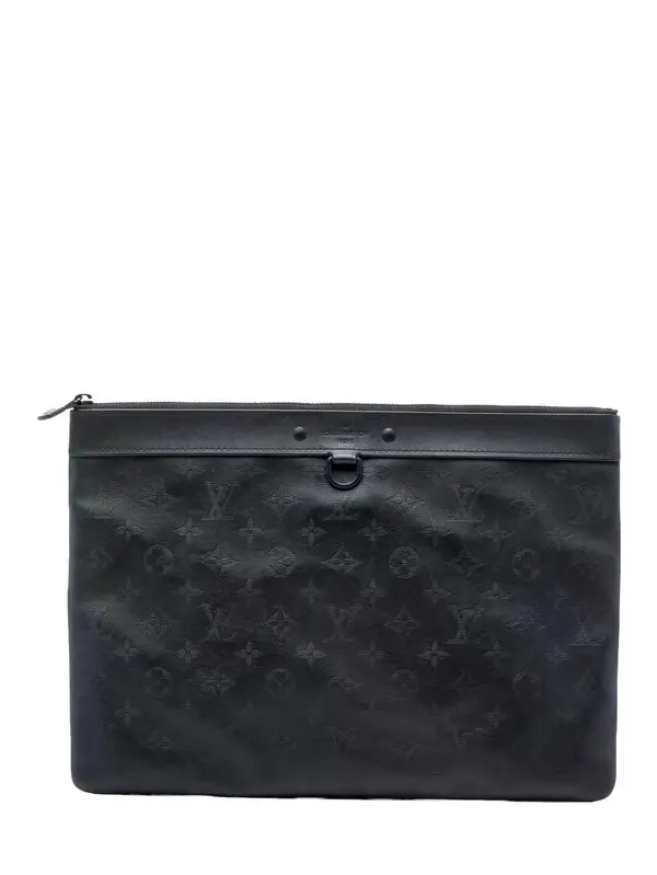 LOUIS VUITTON Monogram Shadow Discovery Pochette Clutch Bag - Black