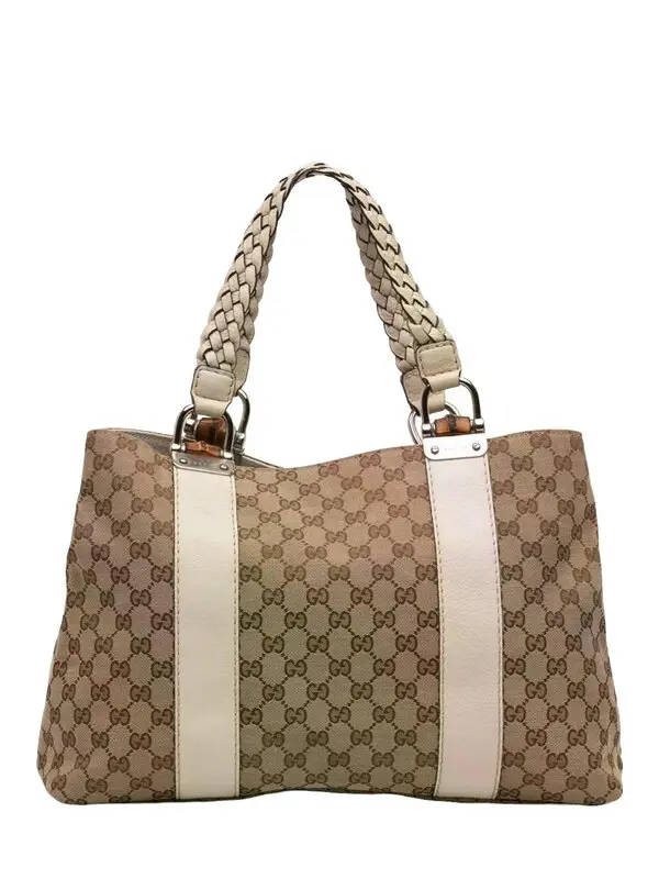 Gucci 2016-2026 Medium Gg Canvas Bamboo Libeccio Tote Bag - Brown