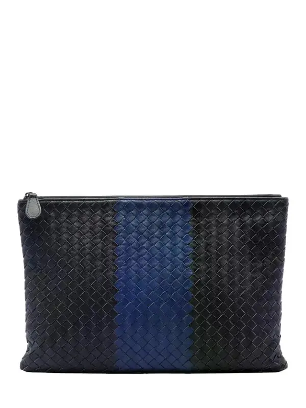 Bottega Veneta Bicolor Nappa Intrecciato Clutch Bag - Black
