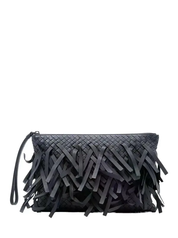 Bottega Veneta 2012-2026 Nappa Intrecciato Palio Fringe Clutch - Grey