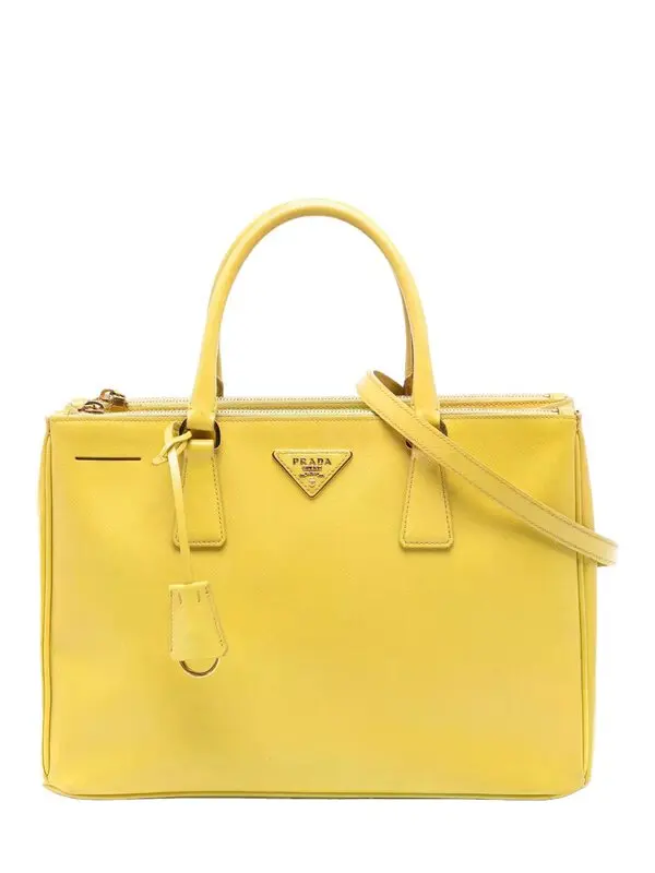 Prada Saffiano Lux Galleria Double Zip Satchel - Yellow