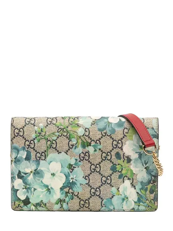 Gucci Gg Supreme Blooms Wallet On Chain - Brown