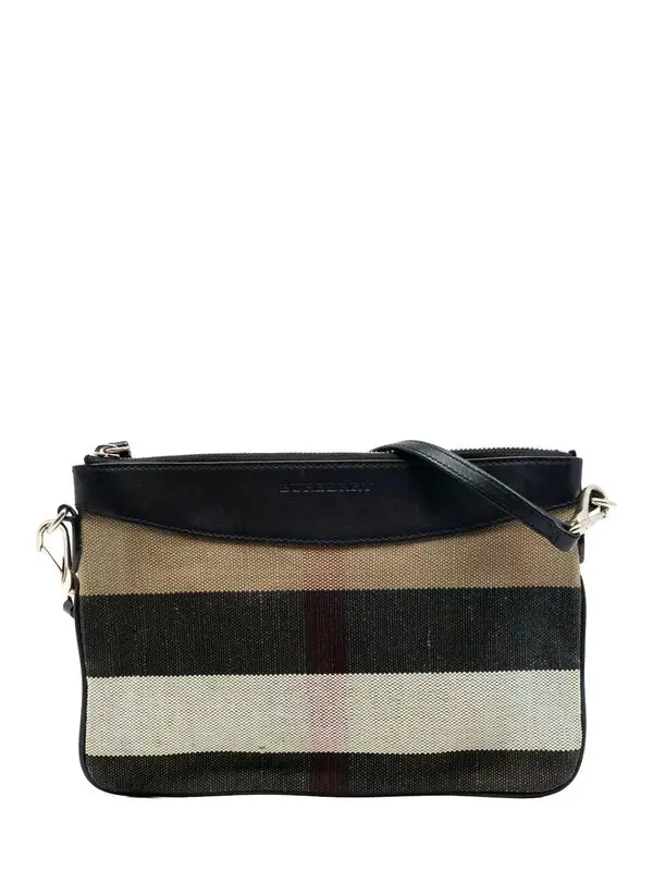 Burberry 2000-2017 Mega Check Peyton Crossbody Bag - Brown