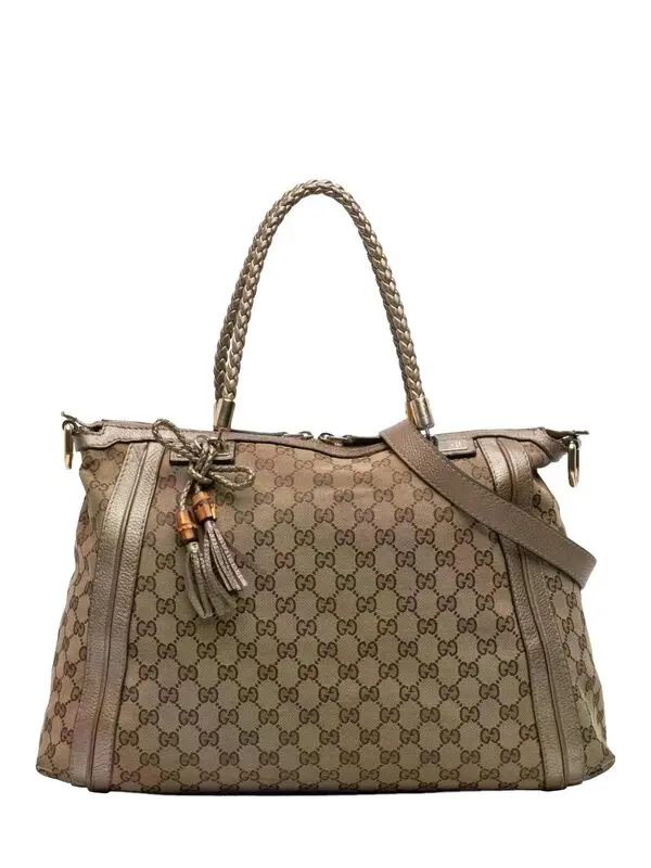 Gucci Gg Canvas Bella Convertible Tote Satchel - Brown