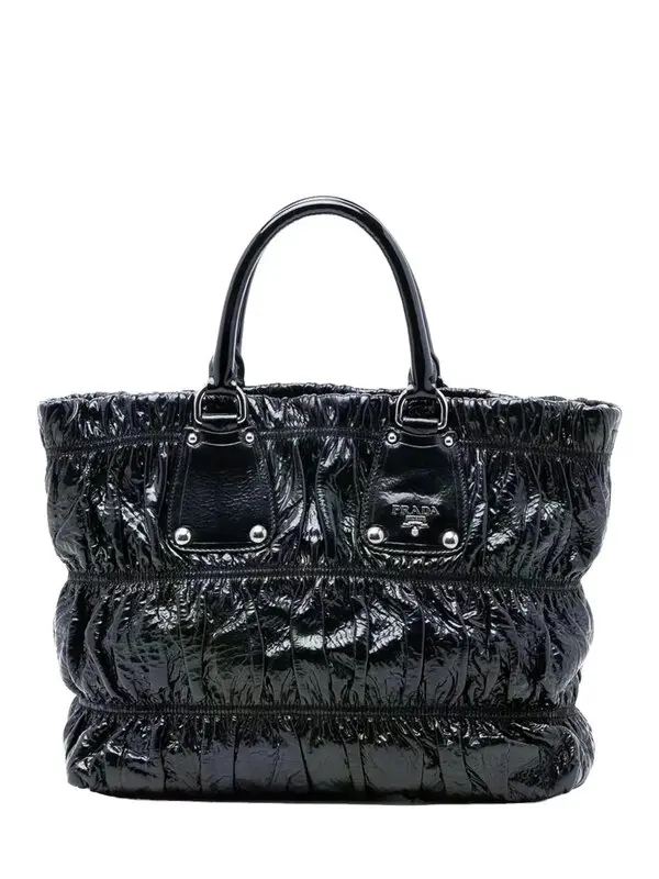 Prada 2021-2025 Vernice Gaufre Satchel - Black