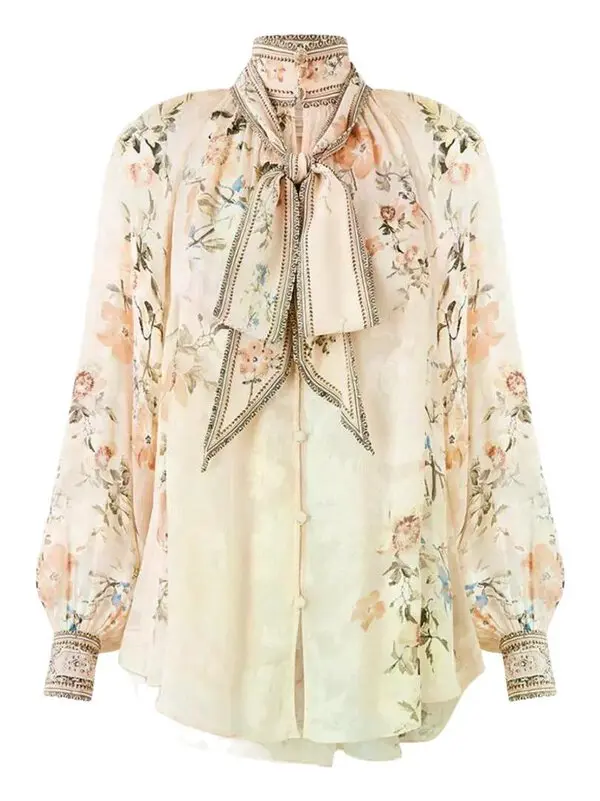 Camilla Floral Print Top - Neutrals
