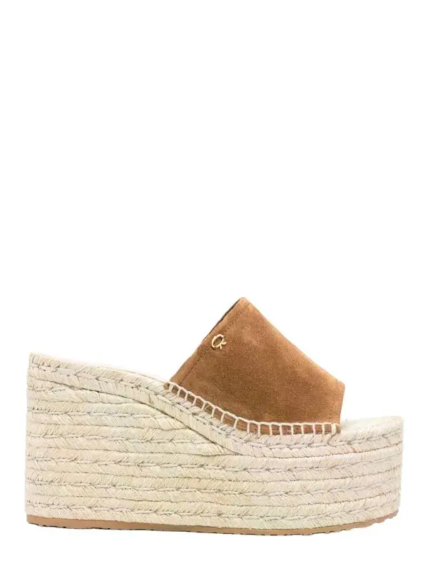 GIANVITO ROSSI Suede Espadrille Platform Mules - Brown