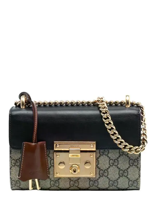 Gucci Small Gg Supreme Padlock Crossbody Bag - Brown