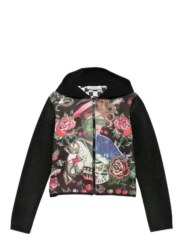 THE ARTISTYLIST Patterned Zip-up Bomber Jacket - Black