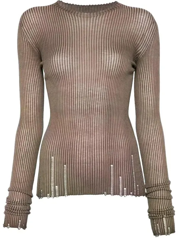 UMA WANG Ribbed Knit Top - Brown
